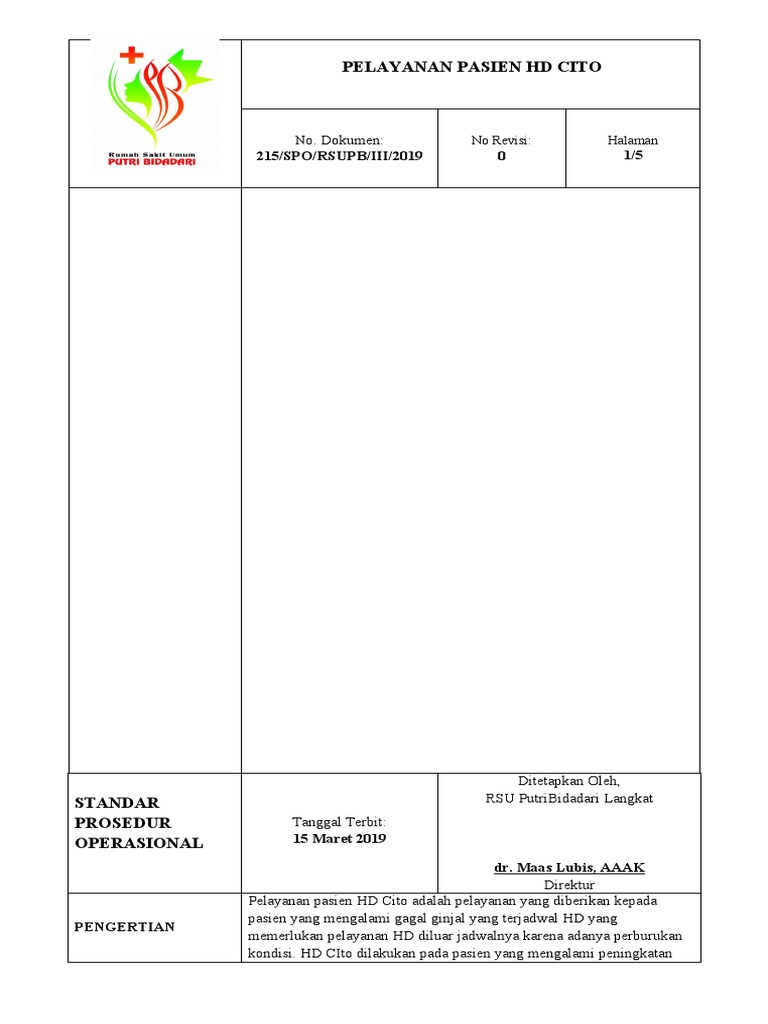 Pelayana Pasien HD Cito | PDF