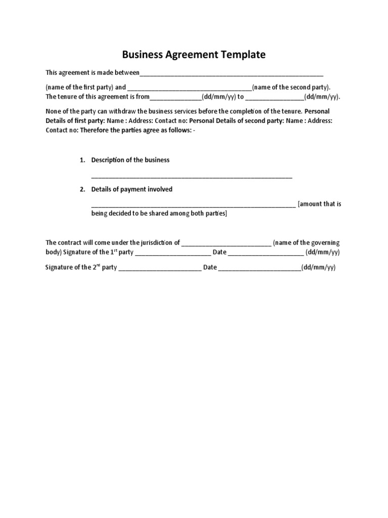 Business Agreement Template | PDF
