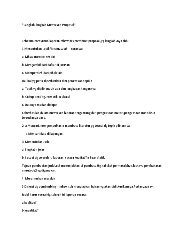 Langkah - Langkah Menyusun Proposal | PDF
