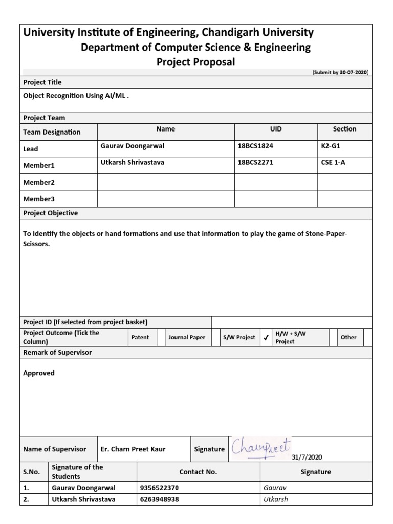 Department of Computer Science & Engineering Project Proposal | PDF