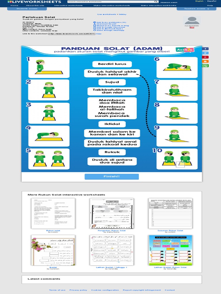 Perlakuan Solat Worksheet | PDF | World Wide Web | Internet & Web