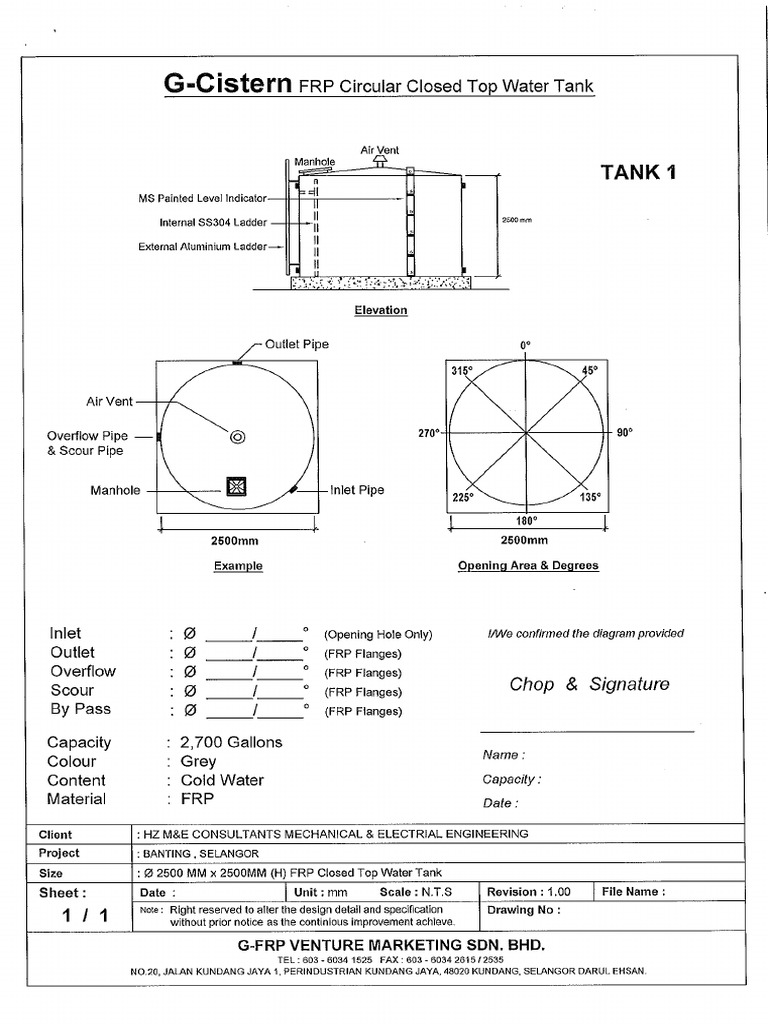 Water Tank Drawing | PDF