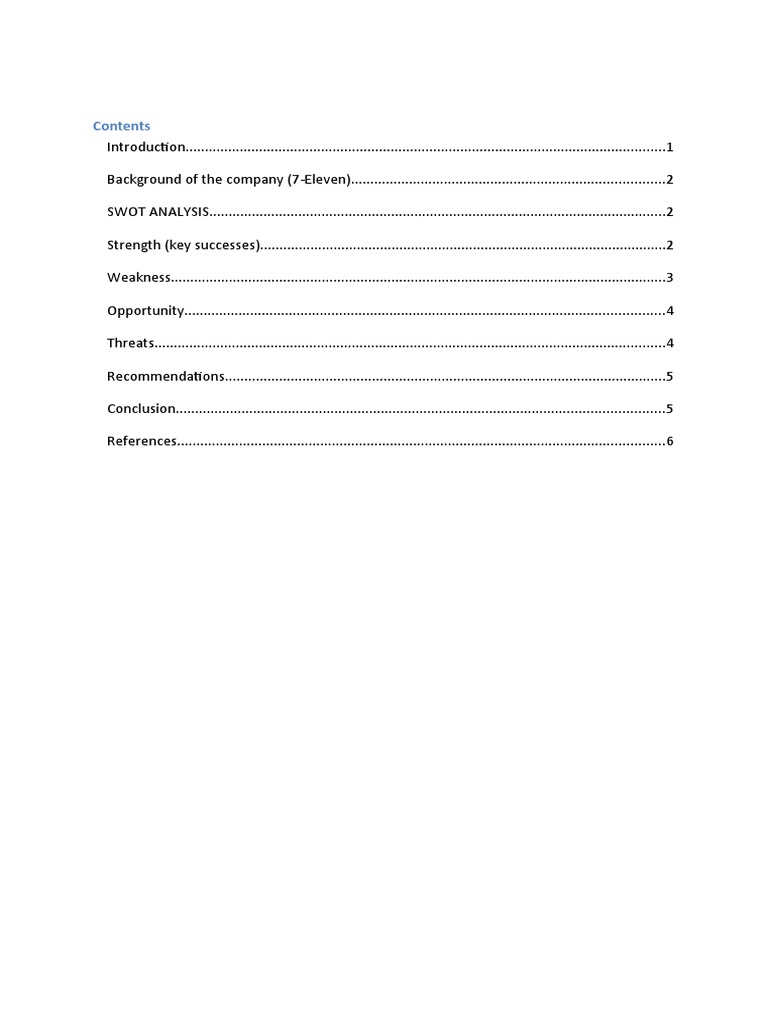 7-Eleven SWOT Analysis and Recommendations | PDF | Swot Analysis ...