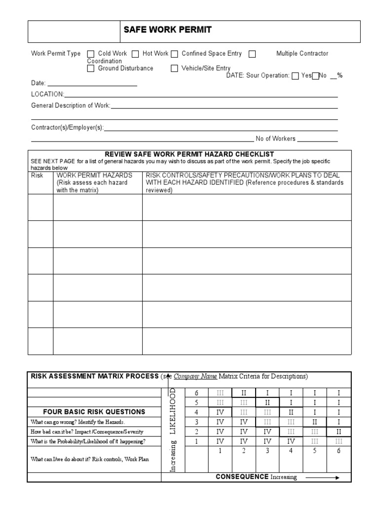 Review Safe Work Permit Hazard Checklist | PDF | Hazards | Engines