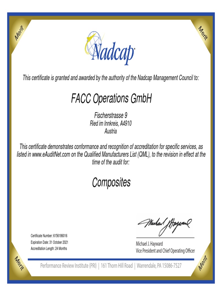 FACC - Nadcap - Composite Approval - Expiration 31 October 2021 | PDF ...