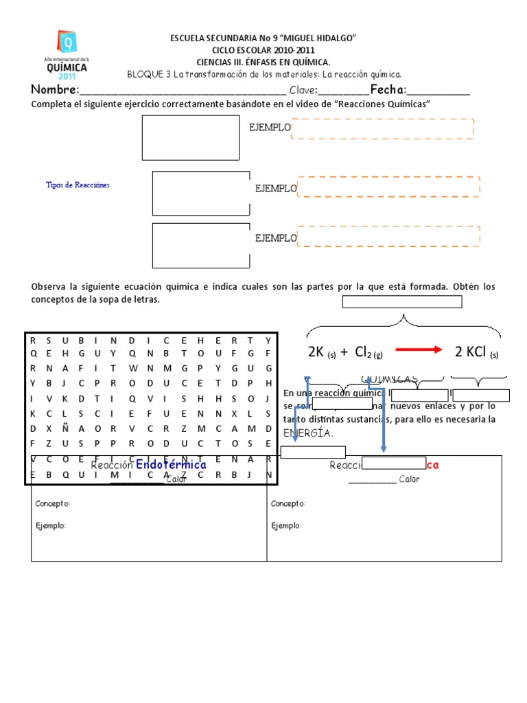 Ejercicios de Reacciones Químicas Secundaria | PDF