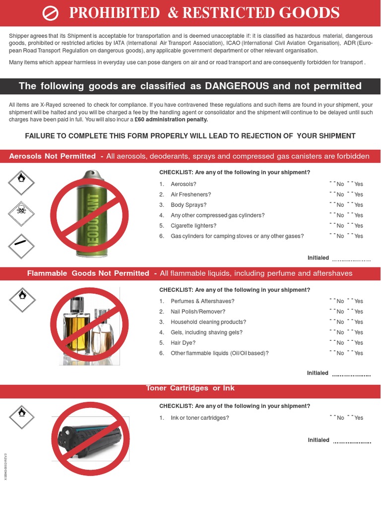 The Following Goods Are Classified As DANGEROUS and Not Permitted | PDF ...