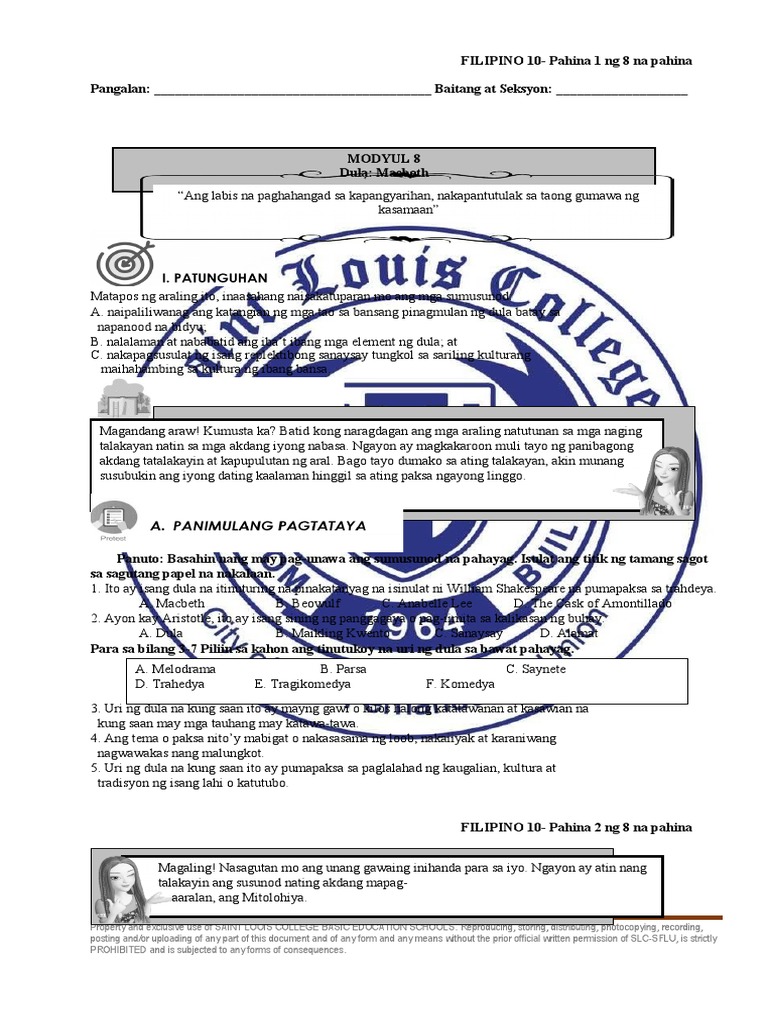 Filipino 10-Modyul 8 | PDF