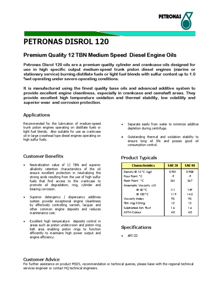 Petronas Disrol 120: Premium Quality 12 TBN Medium Speed Diesel Engine ...