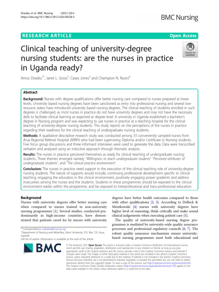 Clinical Teaching of University-Degree Nursing Students: Are The Nurses ...