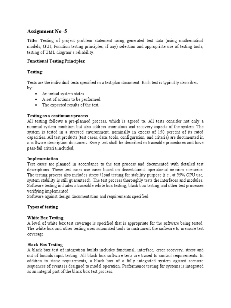 Comprehensive Testing of a Project Using Functional Principles, Test ...