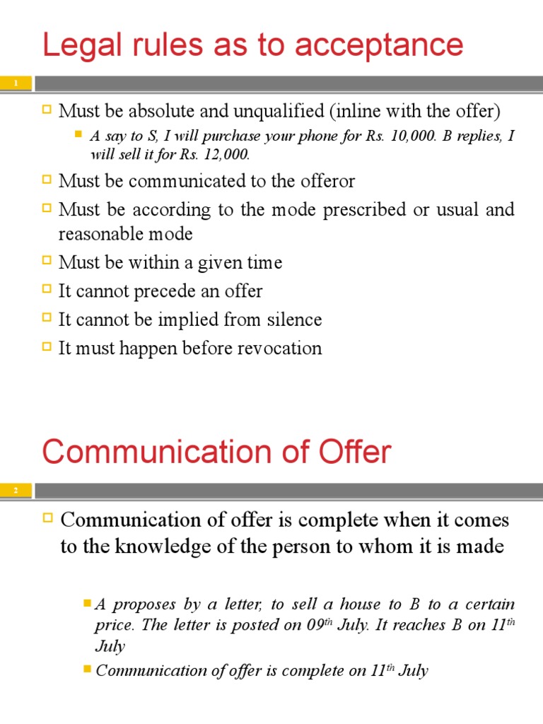 Legal Rules As To Acceptance | PDF | Guarantee | Private Law