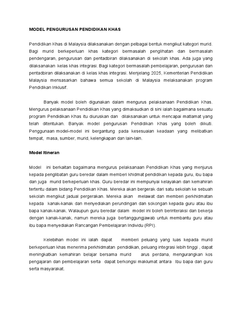 Model Pengurusan Pendidikan Khas | PDF