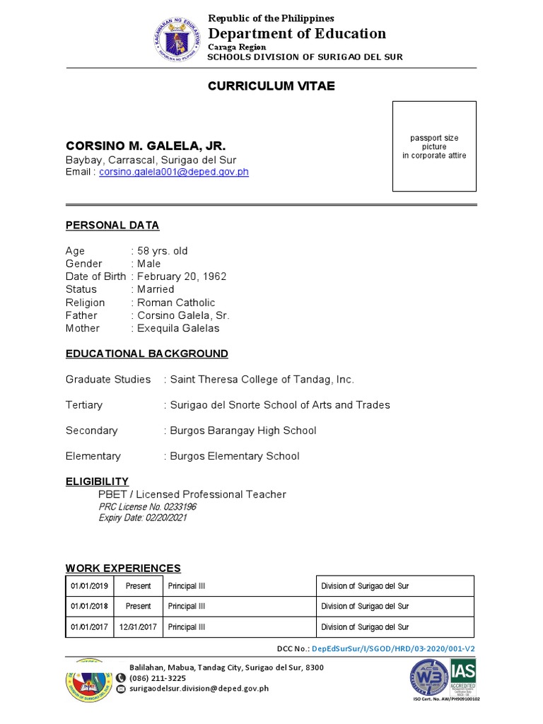 Department of Education: Curriculum Vitae | PDF | Human Nature