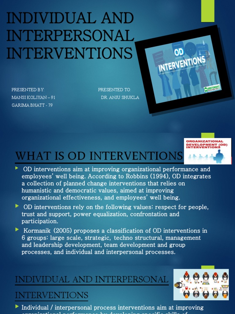 Individual and Interpersonal Interventions | PDF | Organization ...