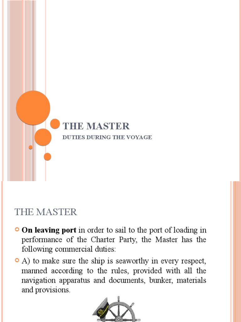 THE MASTER Duties | PDF | Freight Transport | Water Transport