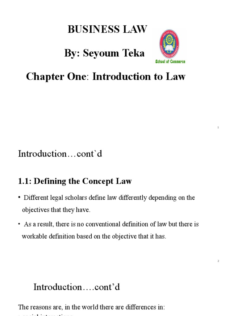 Business Law By: Seyoum Teka Chapter One: Introduction To Law | PDF ...