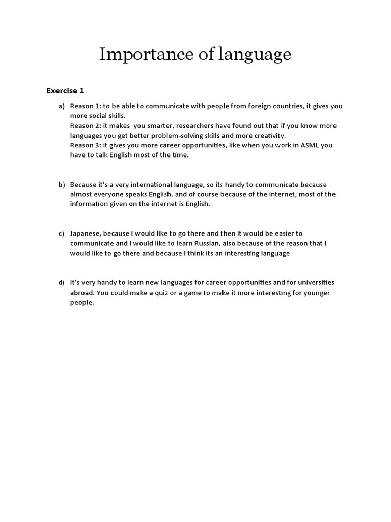 Importance of Learning Languages | PDF