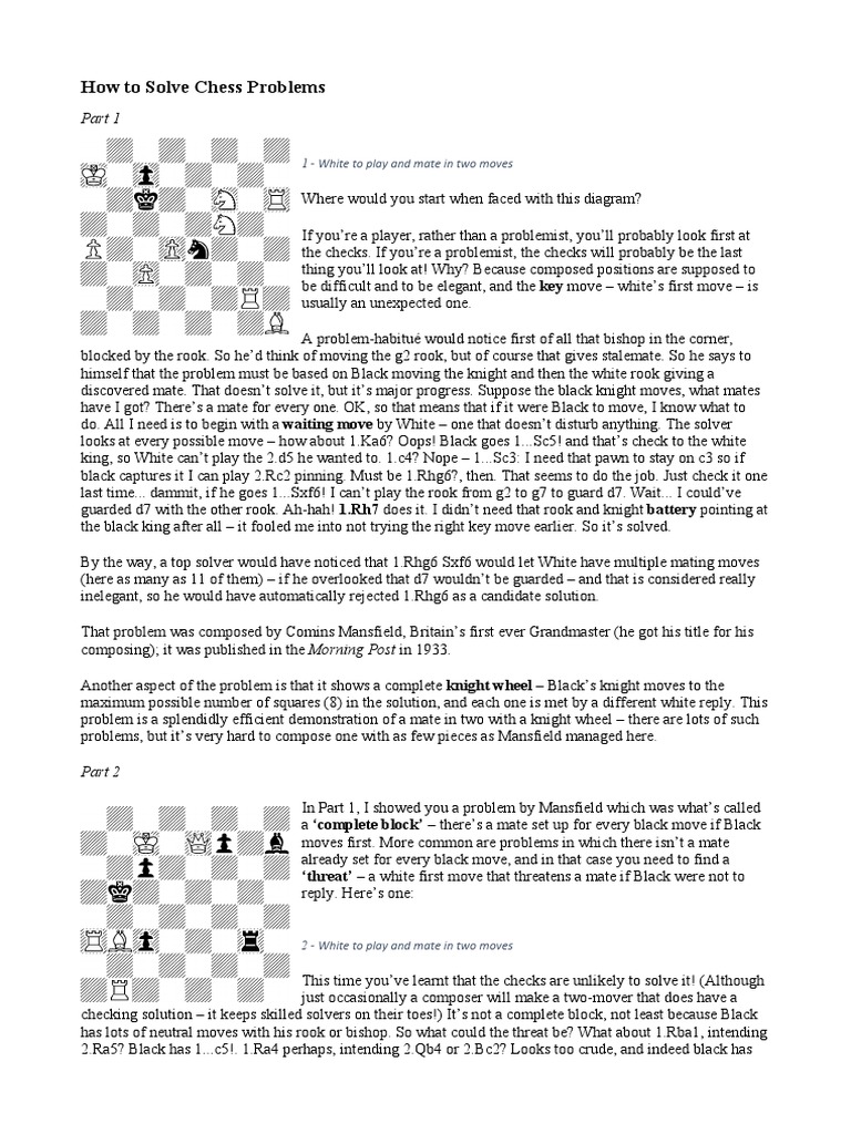 How To Solve Chess Problems | PDF | Gaming | Traditional Games