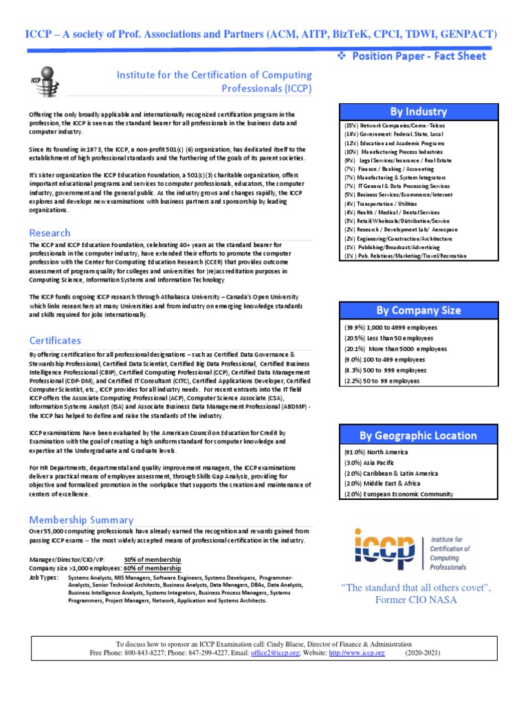 Institute For The Certification of Computing Professionals (ICCP) | PDF ...