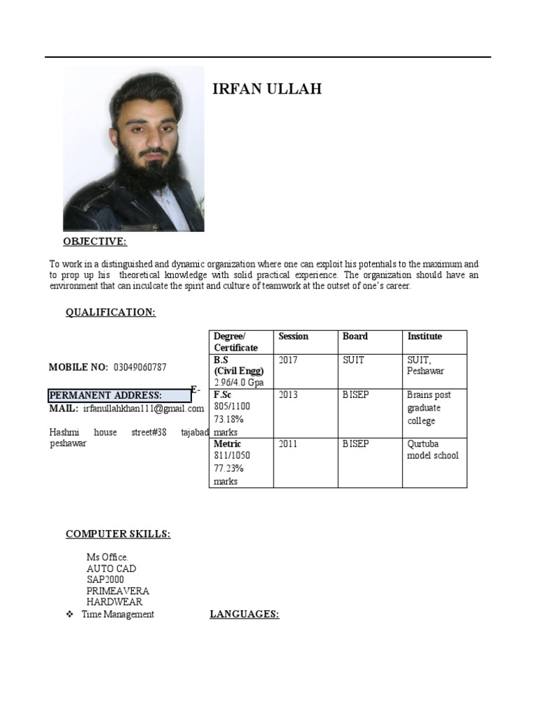 Irfan Ullah: Objective | PDF