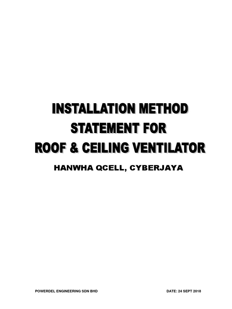 Rev 00 - Method Statement - Roof& Ceiling Ventilator | PDF | Ceiling ...
