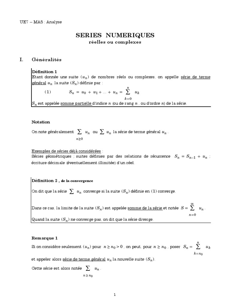MA5serie PDF | PDF | Série (mathématiques) | Limite (mathématiques)