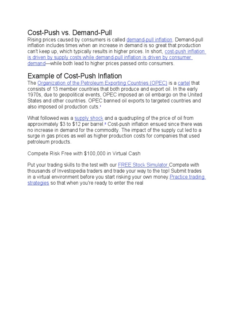 Cost-Push vs. Demand-Pull: Compete Risk Free With $100,000 in Virtual ...