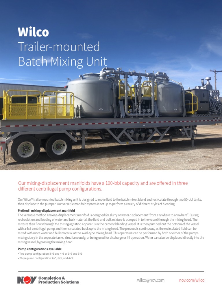 Wilco Trailer Mounted Batch Mixing Unit Flyer | PDF | Pump | Engines