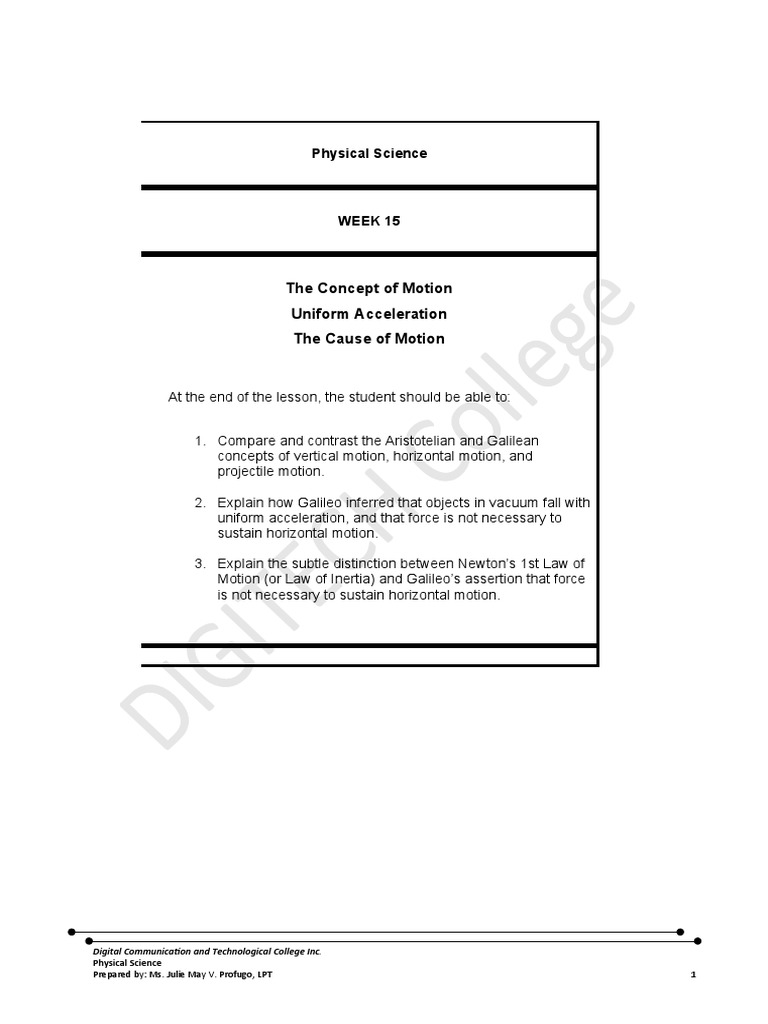 Physical Science Week 15 | Download Free PDF | Inertia | Force