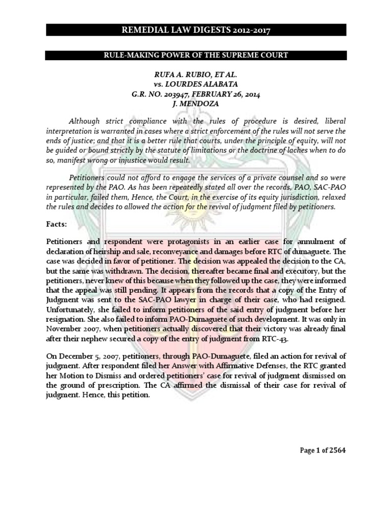 REM - Consolidated Case Digests 2012-2016 PDF | PDF | Bail | Burden Of ...