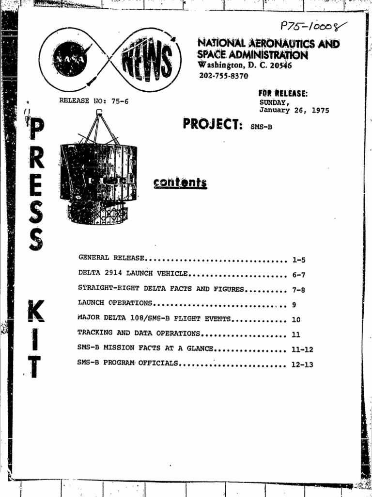 SMS-B Press Kit | PDF | Delta (Rocket Family) | Multistage Rocket