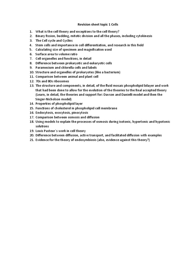 Cell Biology Revision Guide | PDF