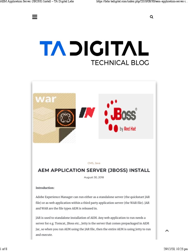 AEM Application Server (JBOSS) Install - TA Digital Labs | PDF | Wild Fly | Application Server