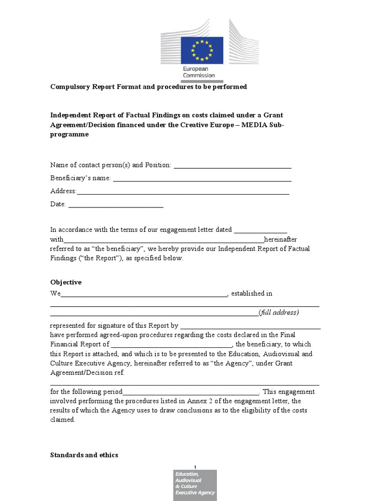 Compulsory Report Format and Procedures To Be Performed | PDF | Audit ...