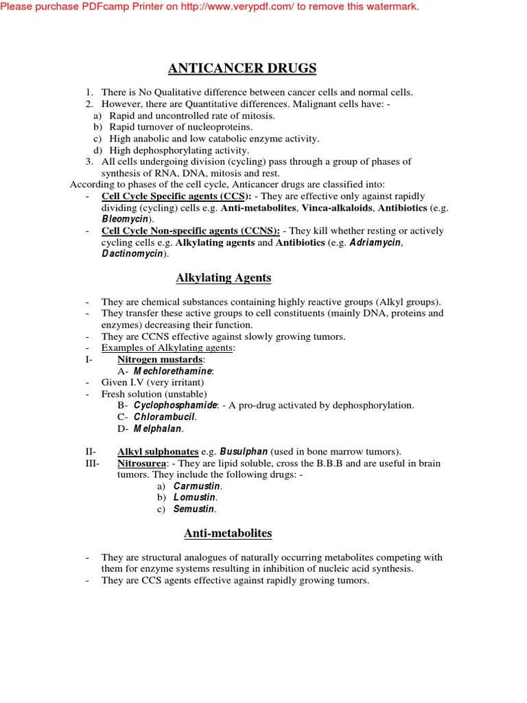Anticancer Drugs: Alkylating Agents | PDF | Chemotherapy | Cancer