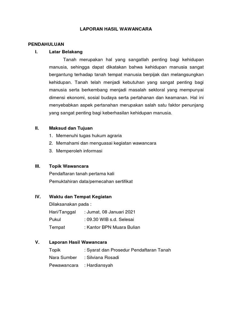 Laporan Hasil Wawancara PDF | PDF
