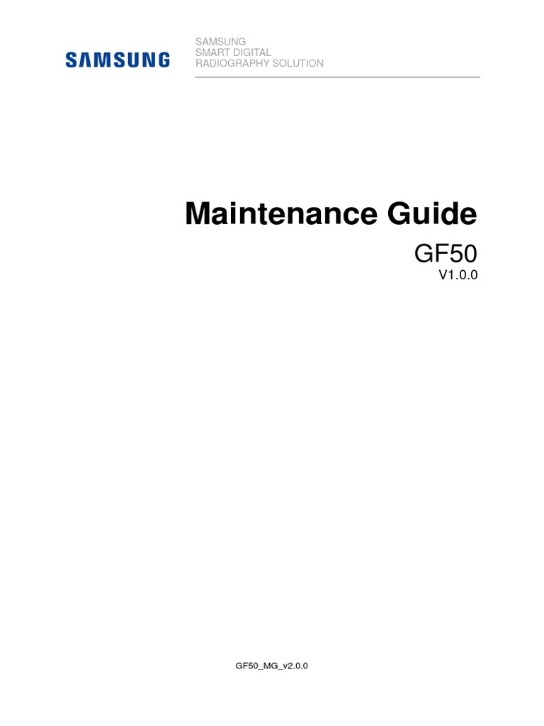 Maintenance Guide: Samsung Smart Digital Radiography Solution | PDF ...