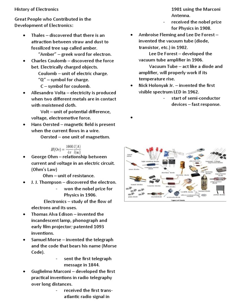 History of Electronics | PDF | Voltage | Electricity