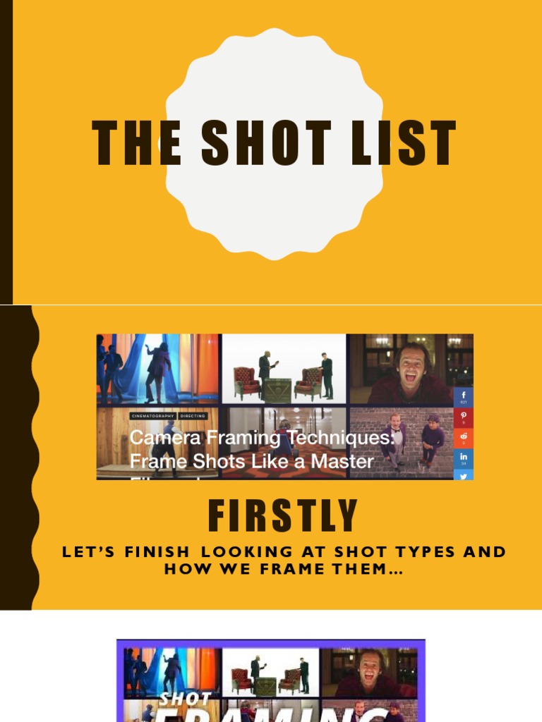 Shot List | PDF | Cinematography | Camera