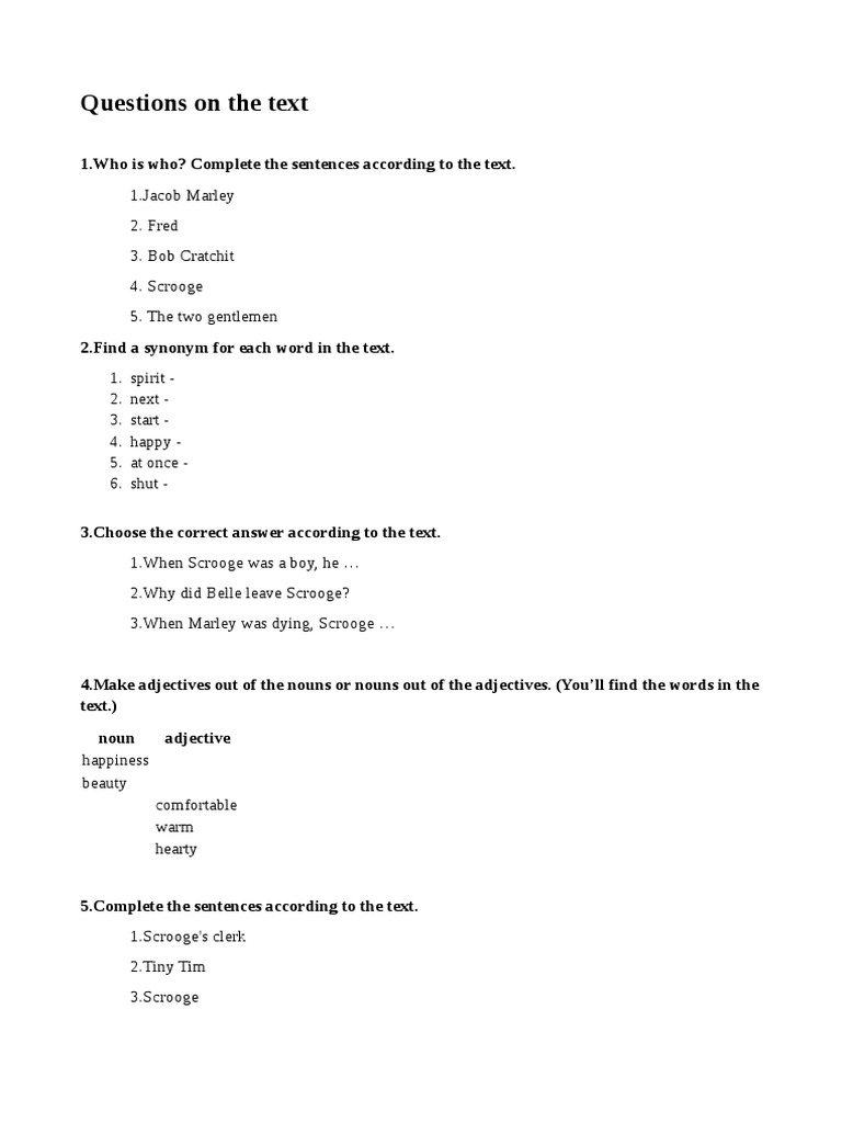 A Christmas Carol Adapted TEST and ANSWERS | PDF | Tiny Tim (A ...