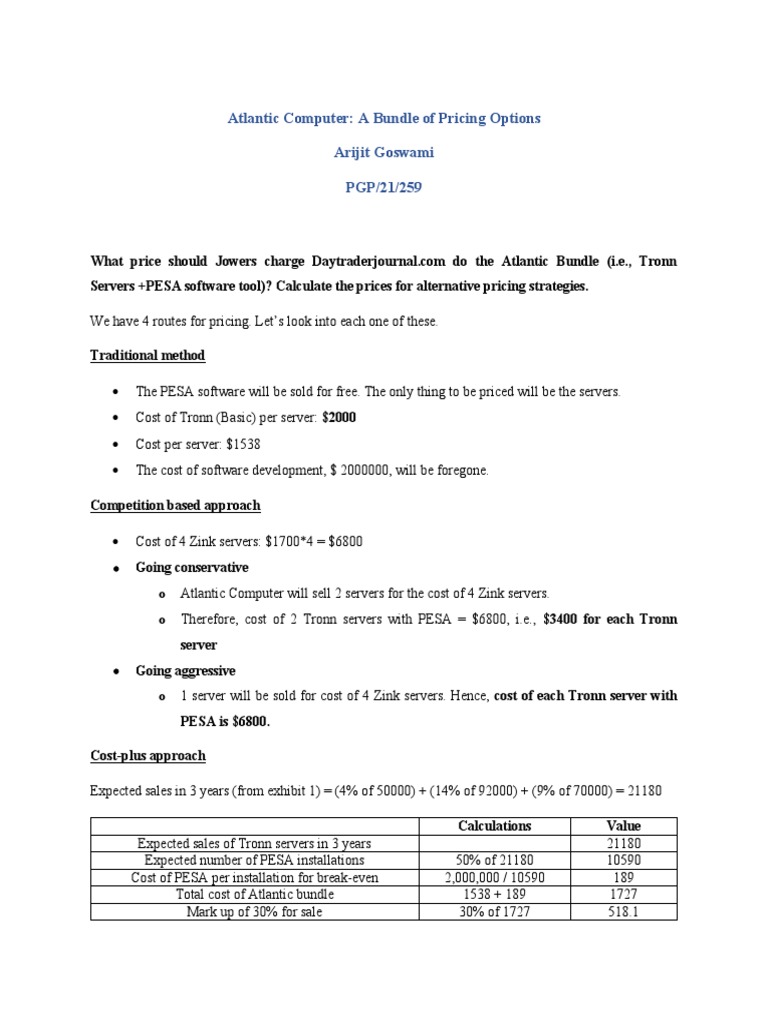 Atlantic Computer - Case Analysis-Ii | PDF | Pricing | Cost