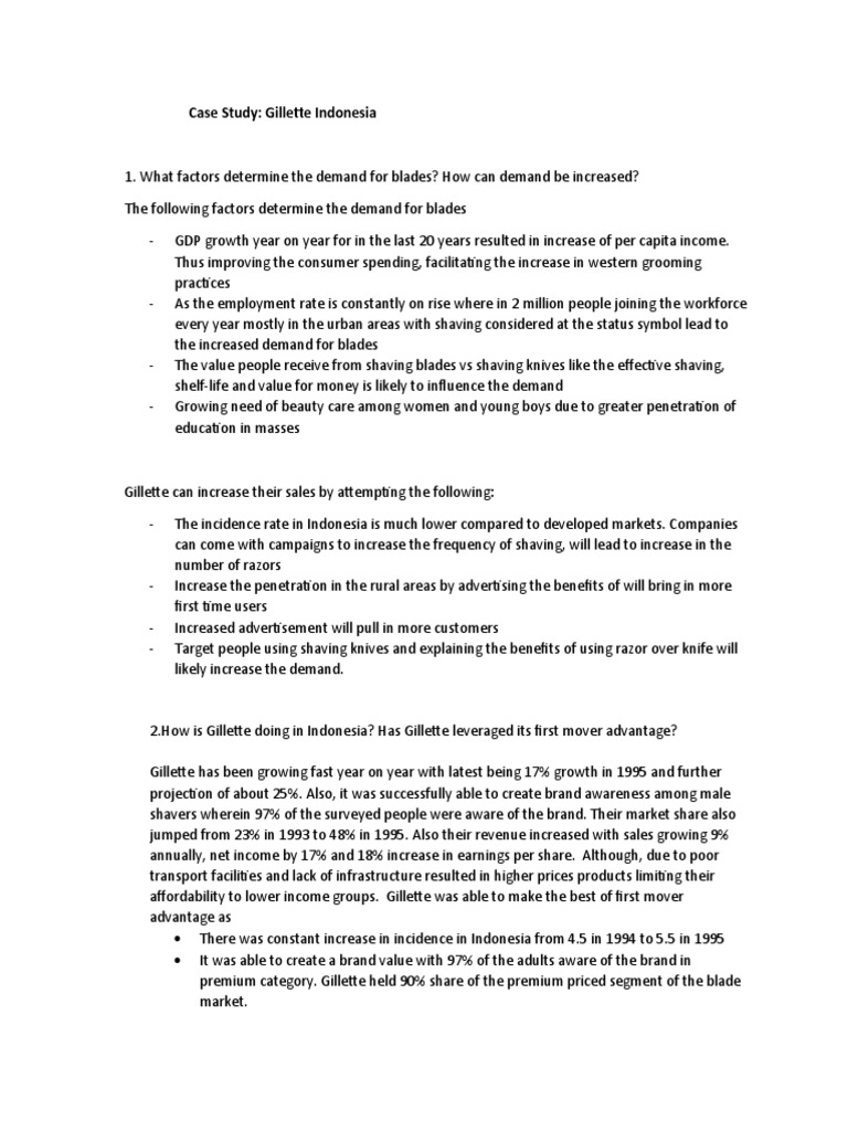 Case Study Gillette Indonesia - PGP21 - 195 - Updated | PDF | Shaving | Razor