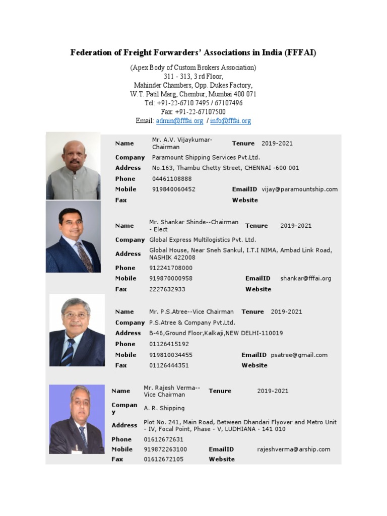 Federation of Freight Forwarders' Associations in India (FFFAI) | PDF ...