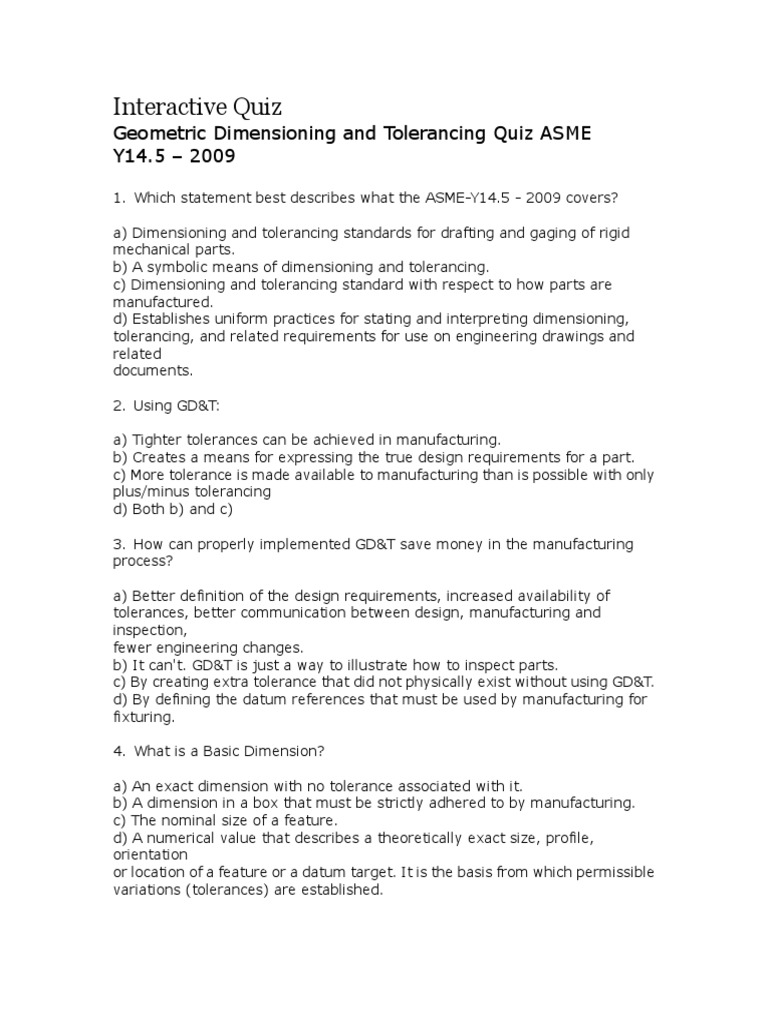 GD&T Questions | PDF | Engineering Tolerance | Geometry
