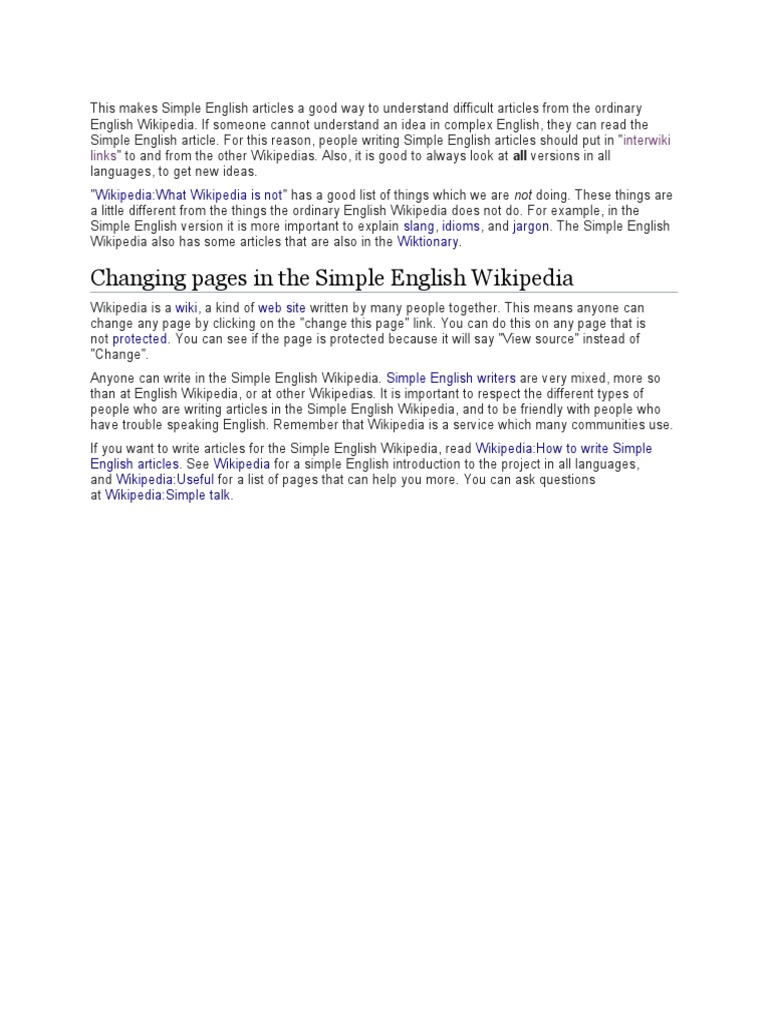Changing Pages in The Simple English Wikipedia: Interwiki Links | PDF ...