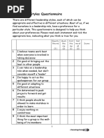 LEADERSHIP STYLE QUESTIONNAIRE (Northouse 2009) - Original | PDF ...