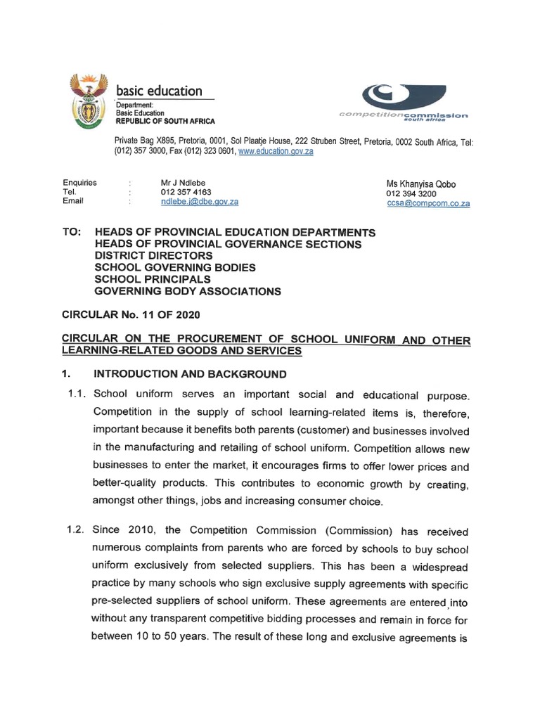 School Uniform Circular 2020 | PDF