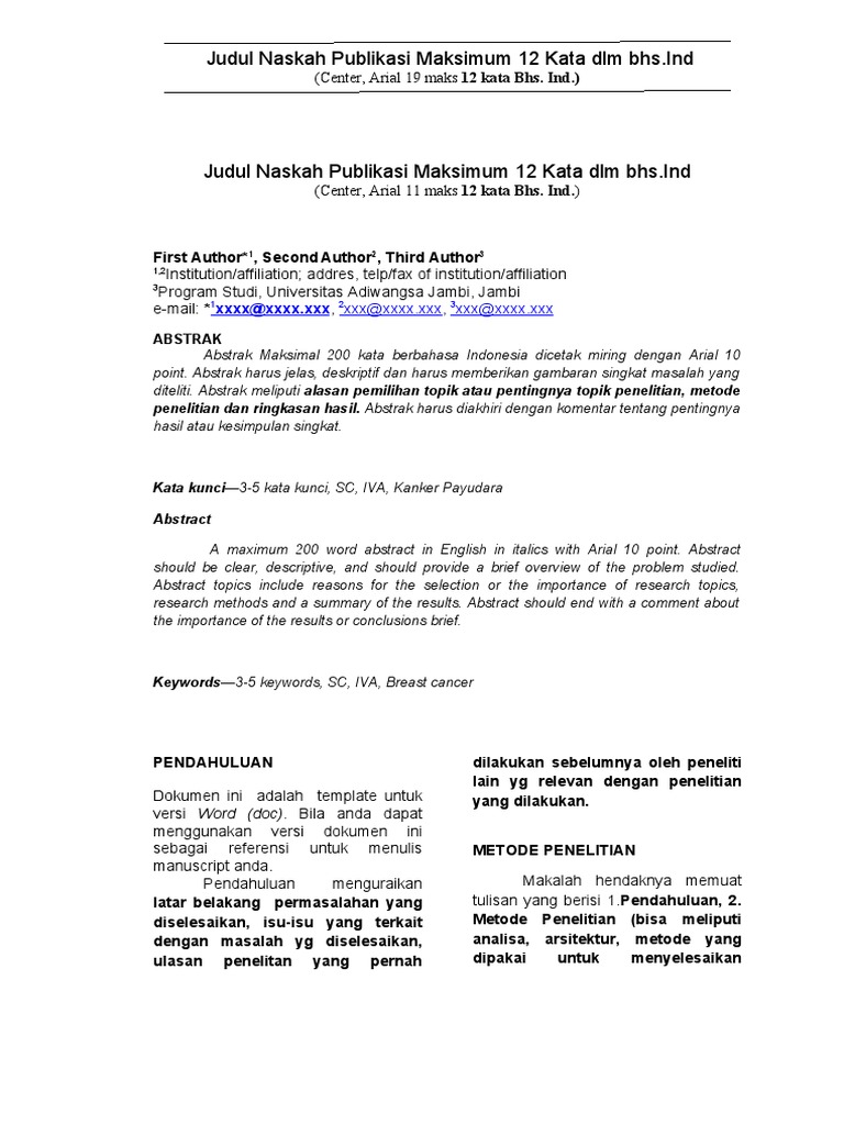 Format Jurnal Adiwangsa Jambi | PDF