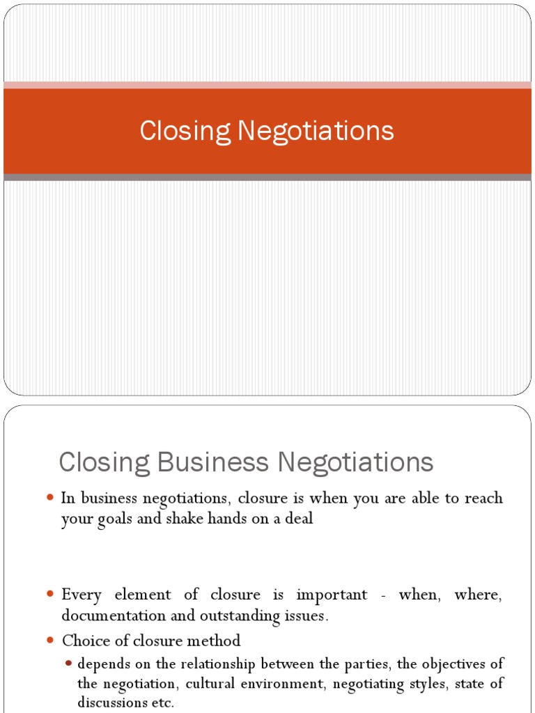 8 - Closing Negotiation PDF | PDF | Negotiation | Question
